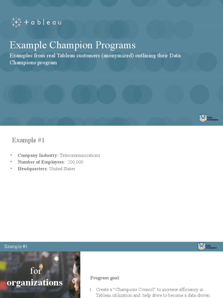 Example Champion Programs: Examples From Real Tableau Customers ...