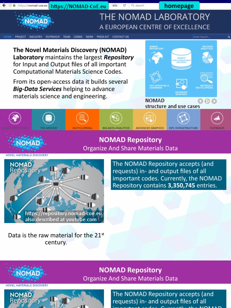 NOMAD Intro and Overview Mar 2017 PPT | PDF | Visualization (Graphics ...