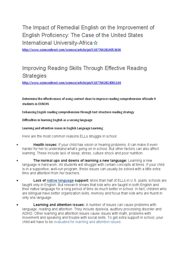 The Impact of Remedial English On The Improvement of English ...