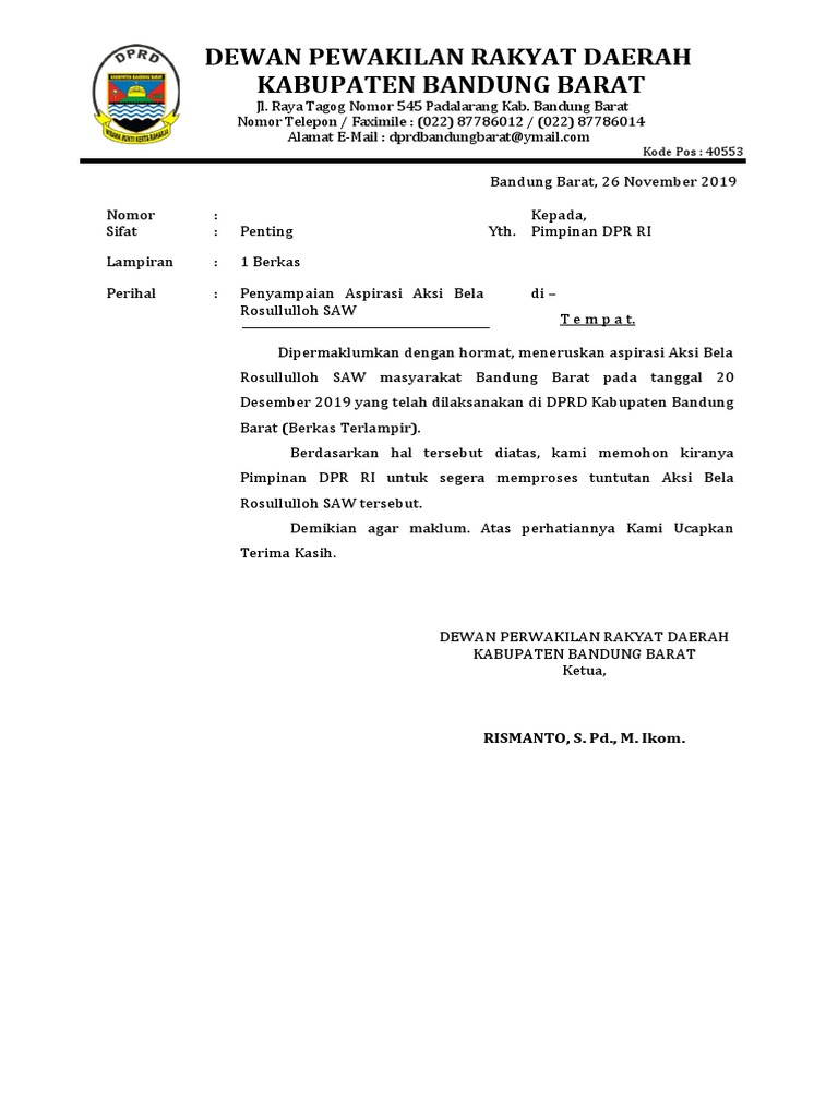 Surat Terusan Untuk DPR RI | PDF
