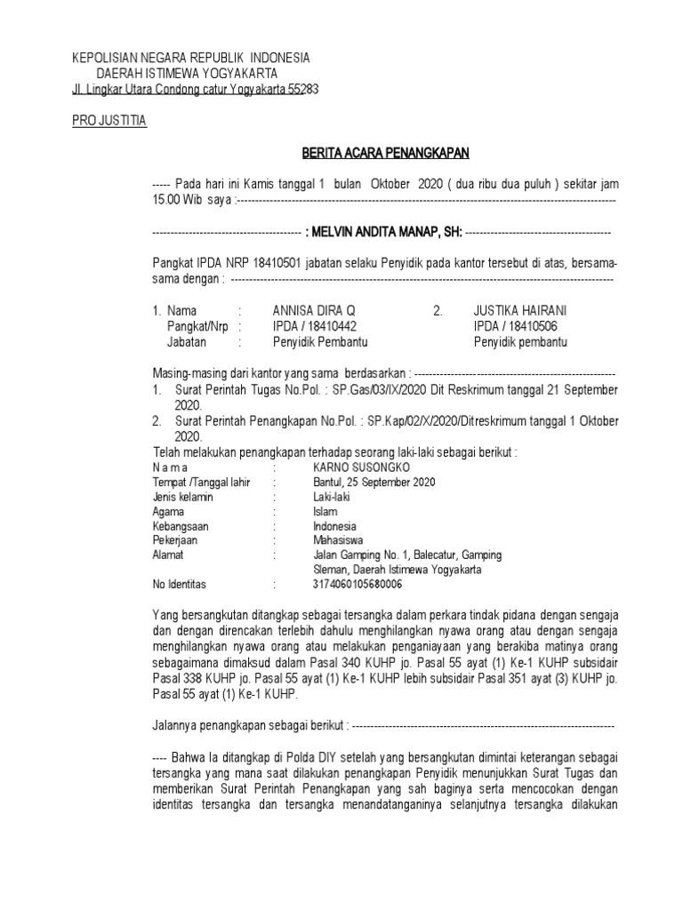 Ba Penangkapan Karno TSK 2 | PDF