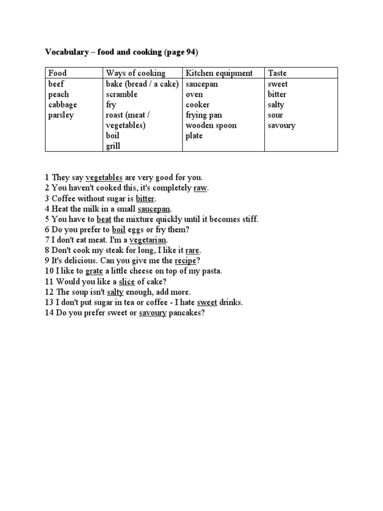 Unit 7 - Food and Cooking | PDF | Cooking, Food & Wine