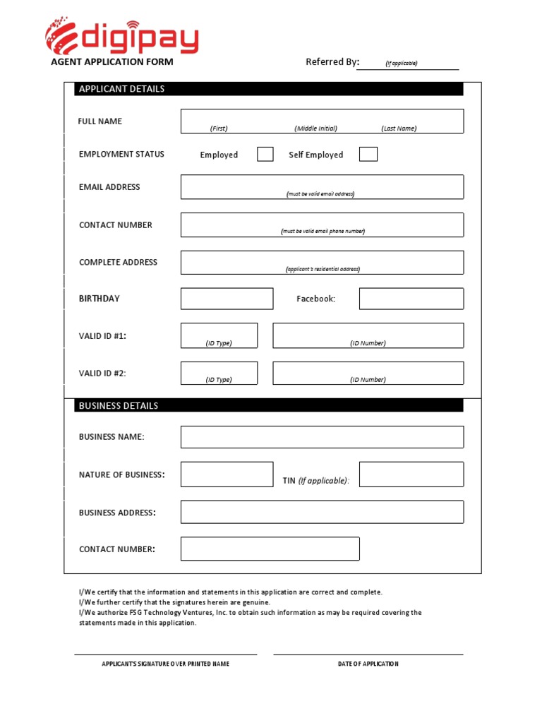 Agent Application Form | PDF