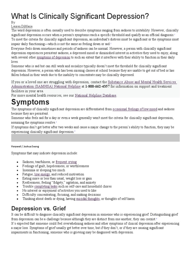 What Is Clinically Significant Depression | PDF | Major Depressive ...