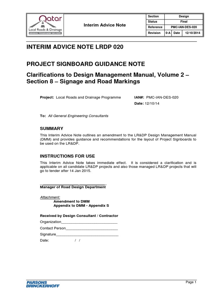 Project Signboard Design Guidance | PDF | Road Transport | Business