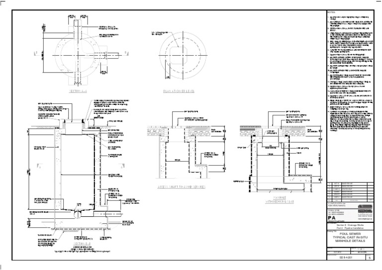 SD 8-4-201 Foul Sewer Typical Cast In-Situ Manhole Details | PDF