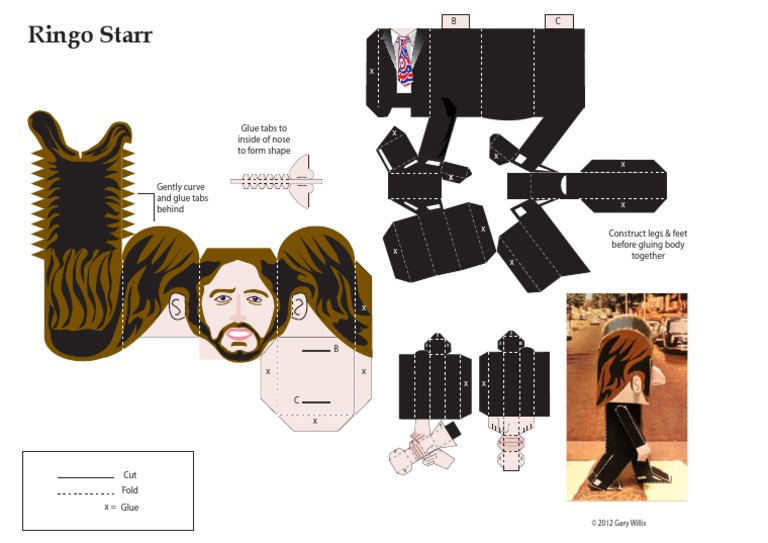 Blog Paper Toy Papertoys Beatles Ringo Starr Template PDF | PDF
