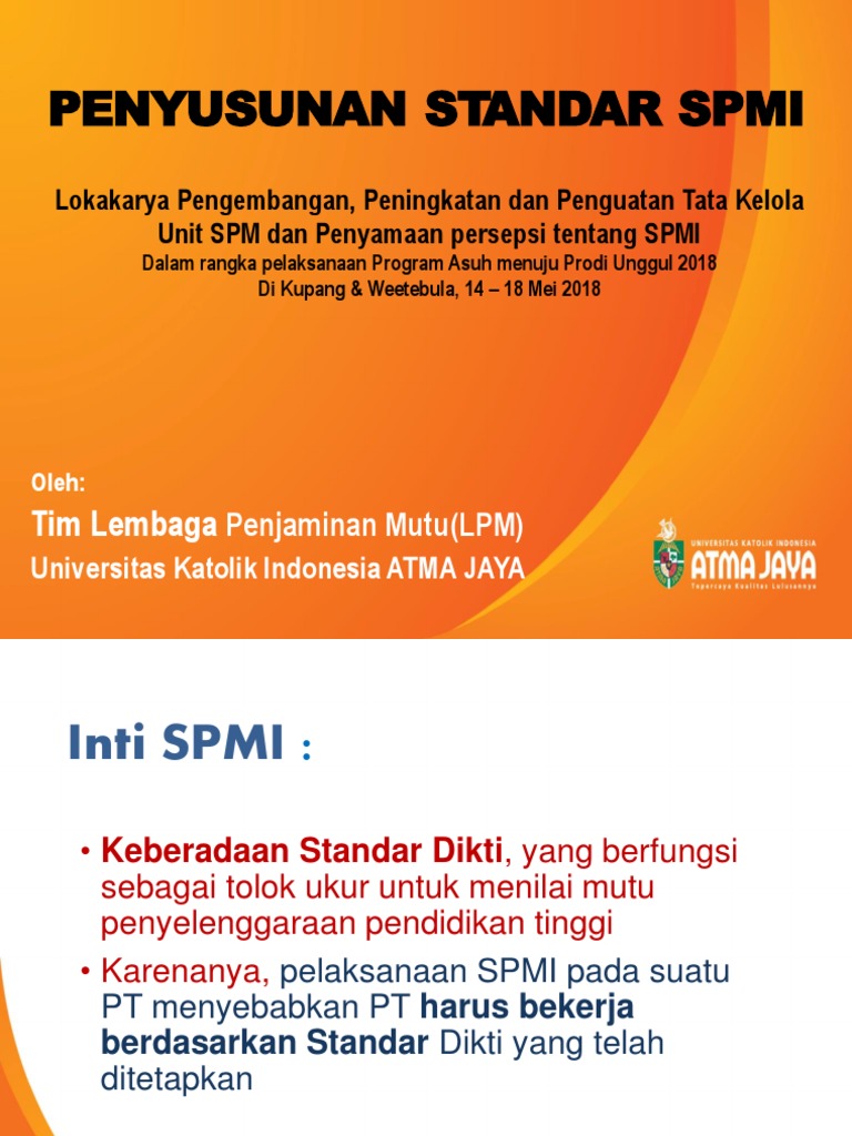 lpm-TOR 1 PENYUSUNAN-STANDAR SPMI-Program Asuh Menuju Prodi Unggul 2018 PDF | PDF