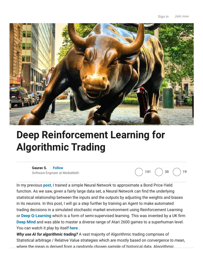 Deep Reinforcement Learning For Algorithmic Trading Pdf Artificial Neural Network Applied