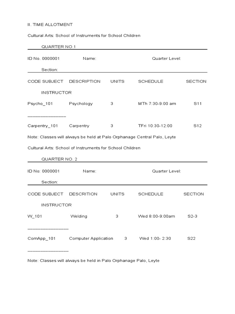 Time Allotment | PDF