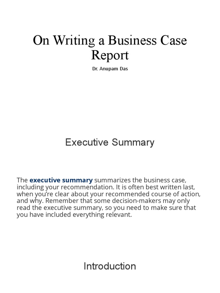 Writing A Business Case Report | PDF | Reason | Intelligence