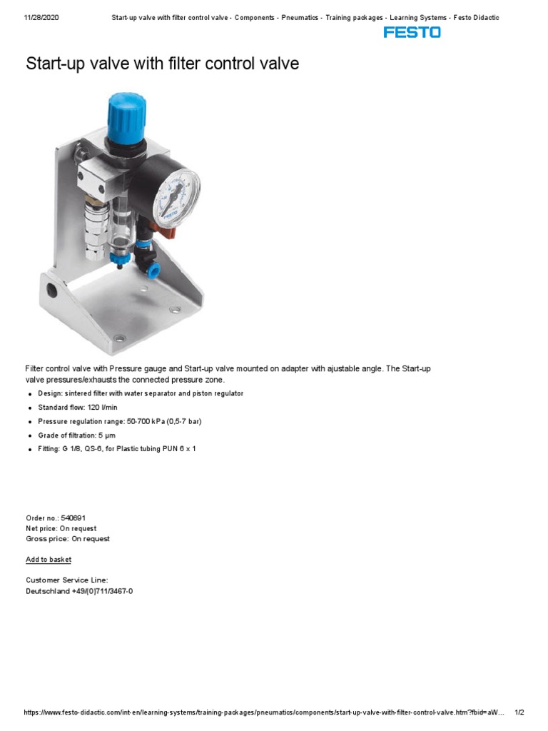 Start-Up Valve With Filter Control Valve - Components - Pneumatics ...