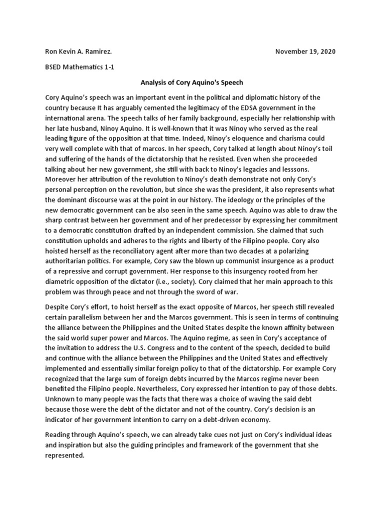 Analysis of Cory Aquino | Download Free PDF | Corazon Aquino | Dictatorship