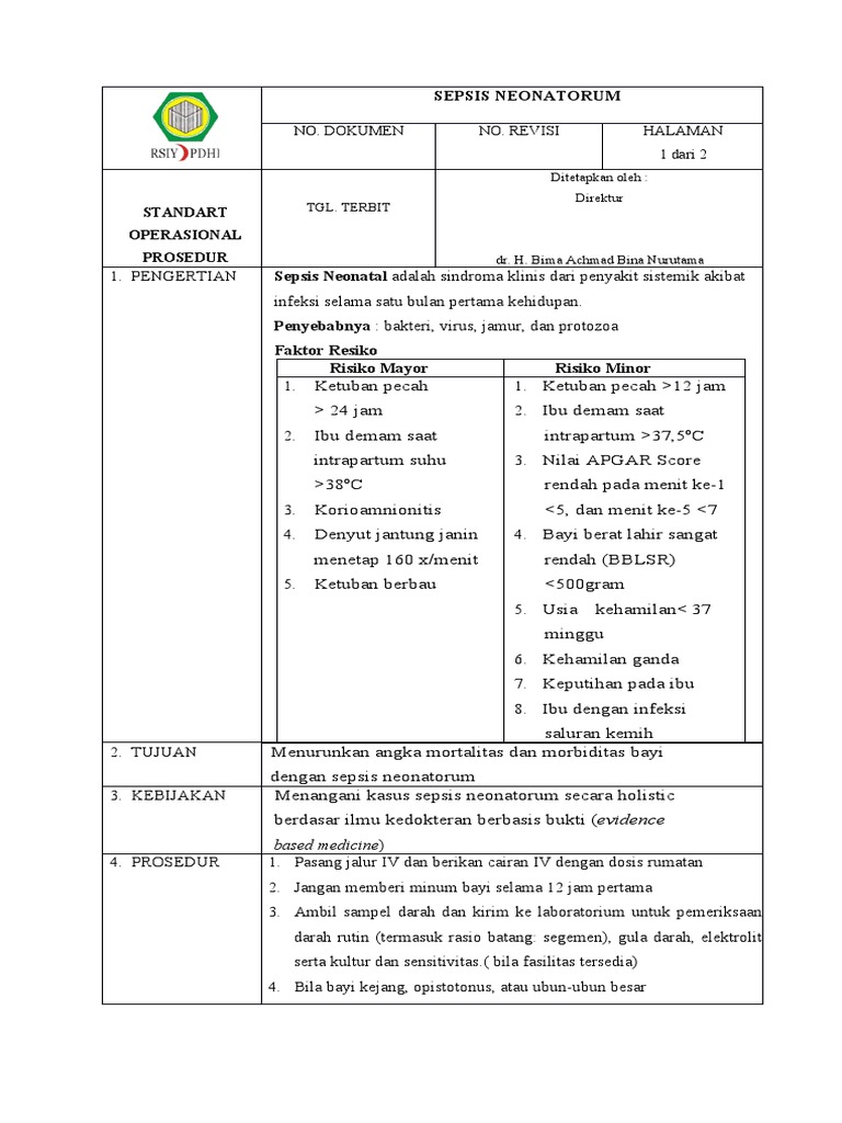 Sop Sepsis (Edit) | PDF