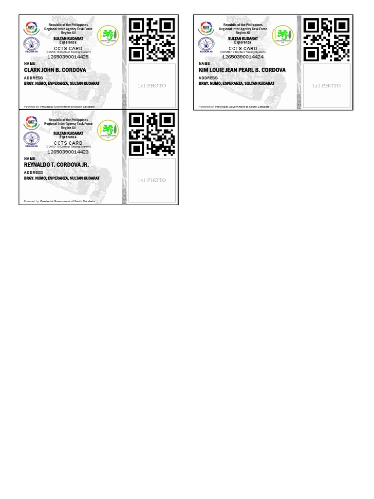 Clark John B. Cordova Kim Louie Jean Pearl B. Cordova: Ccts Card Ccts ...