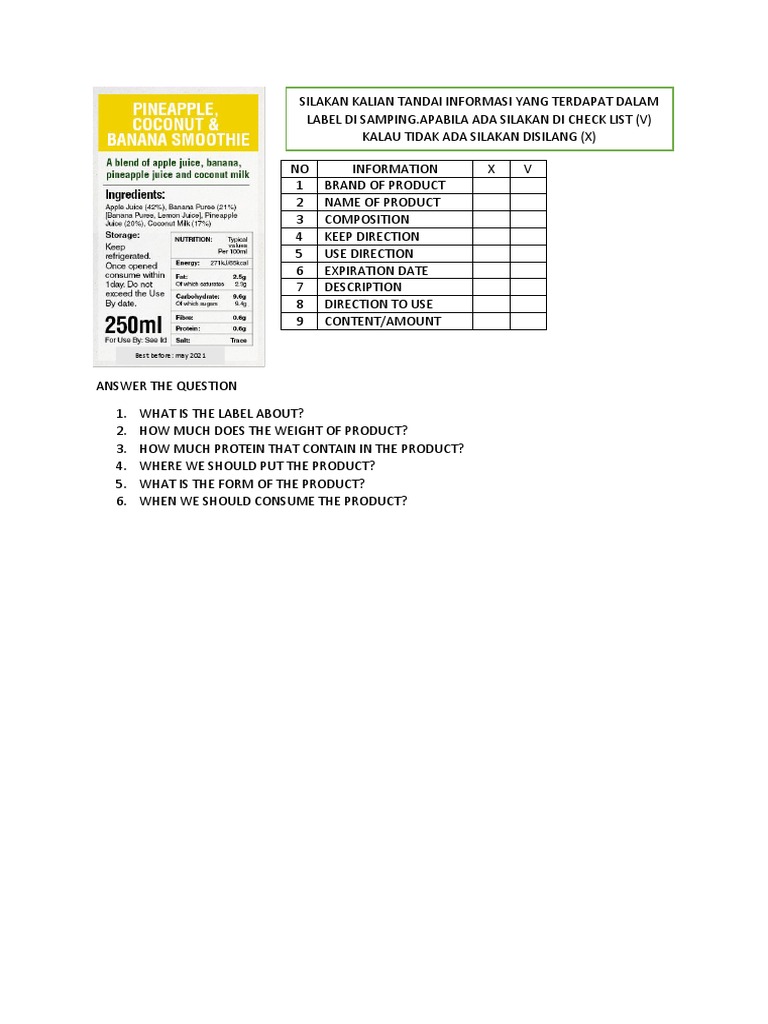 Soal Label Makanan | PDF