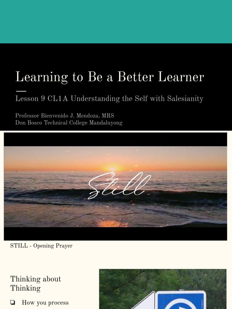 Lesson 9 Learning To Be A Better Learner | PDF | Metacognition ...