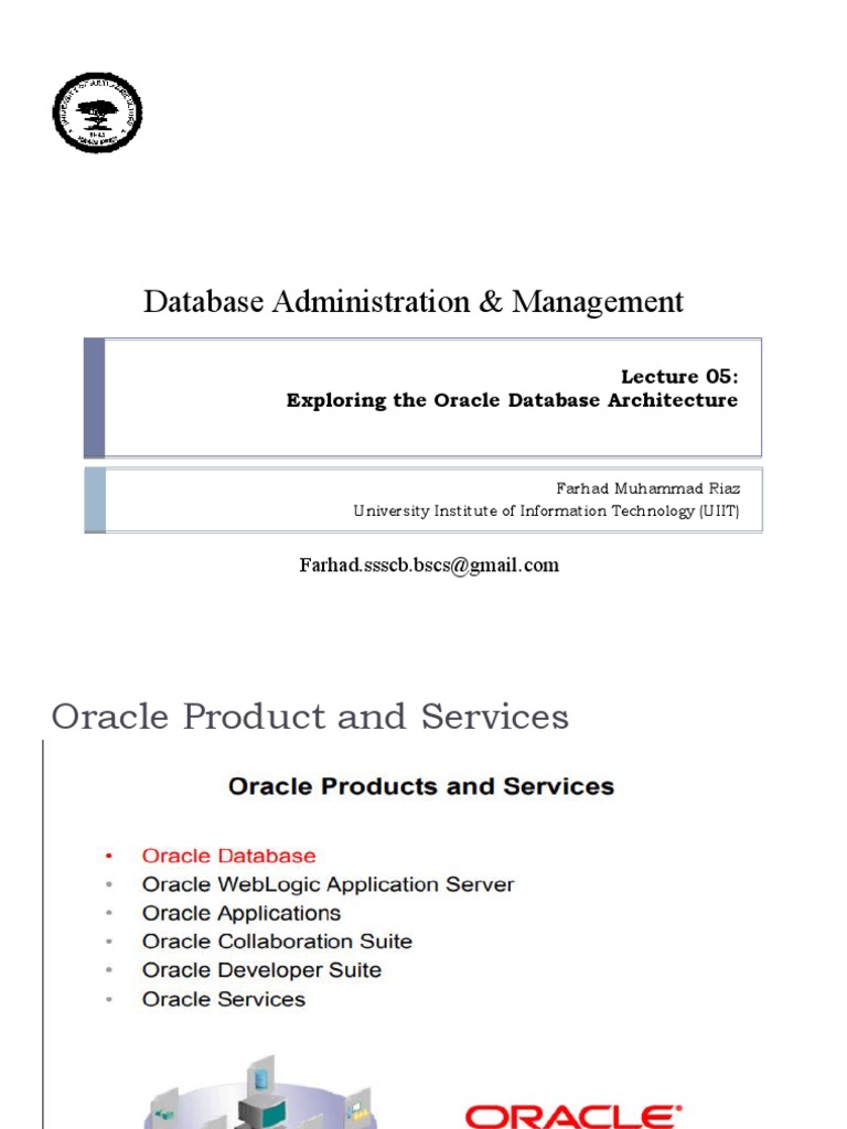 Database Administration & Management: Exploring The Oracle Database ...