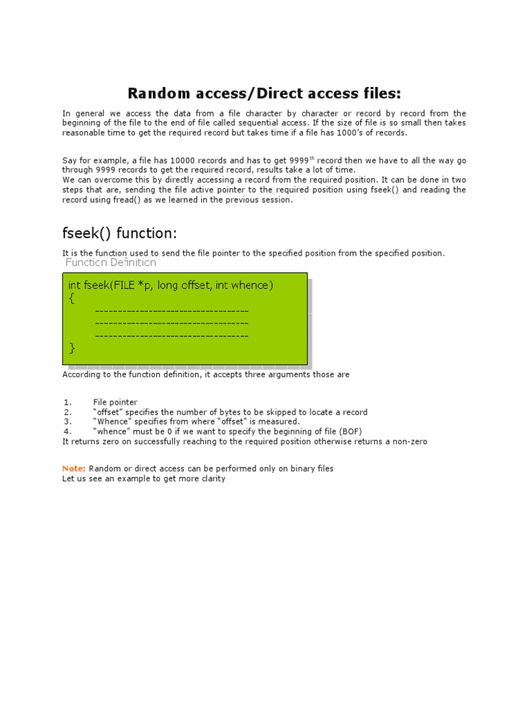 Random Access Files in C | PDF | Pointer (Computer Programming) | Data