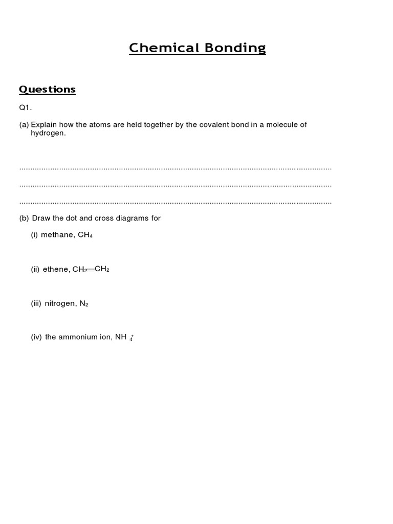Chemical Bonding Practice Worksheet | PDF | Chemical Bond | Covalent Bond