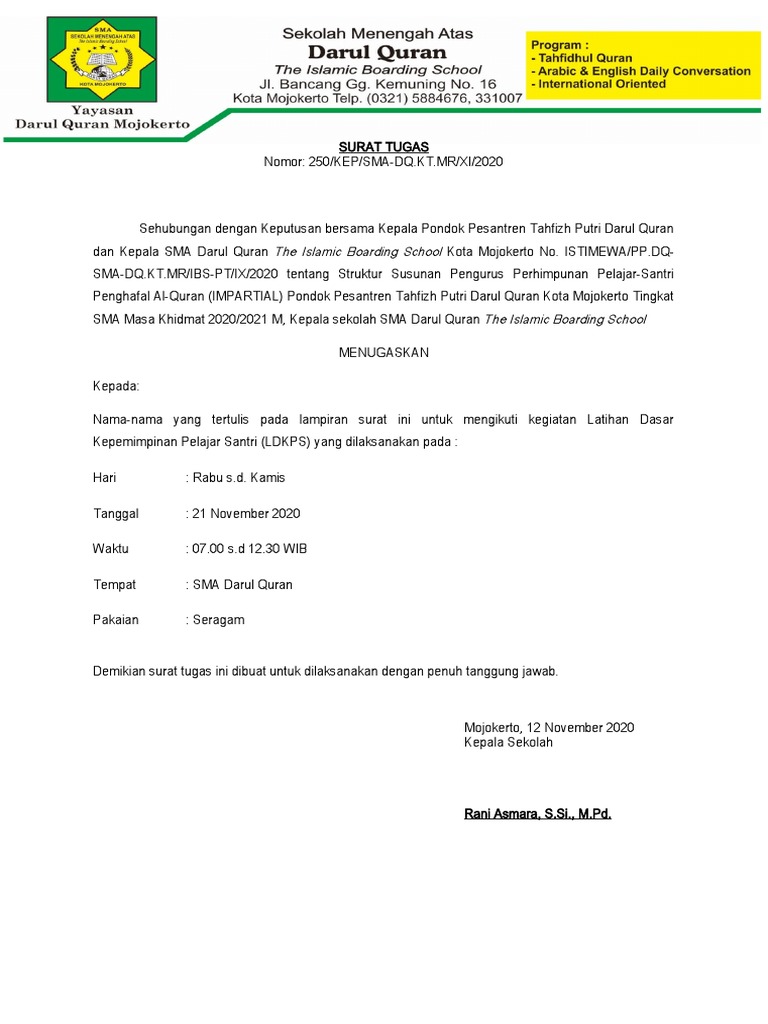 Surat Tugas LDKS Sma | PDF