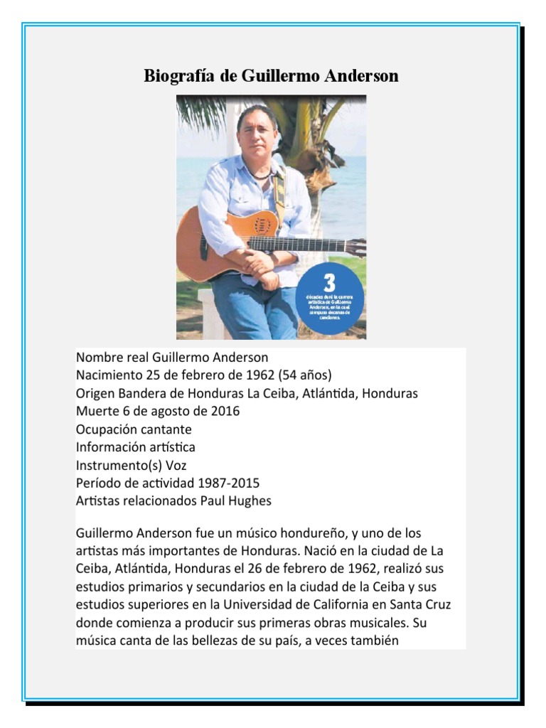 Biografía de Guillermo Anderson | PDF | Las artes escénicas ...