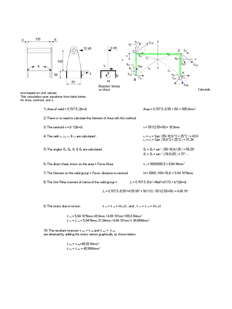 Calculation of Weld Stresses Using Geometric Properties | PDF