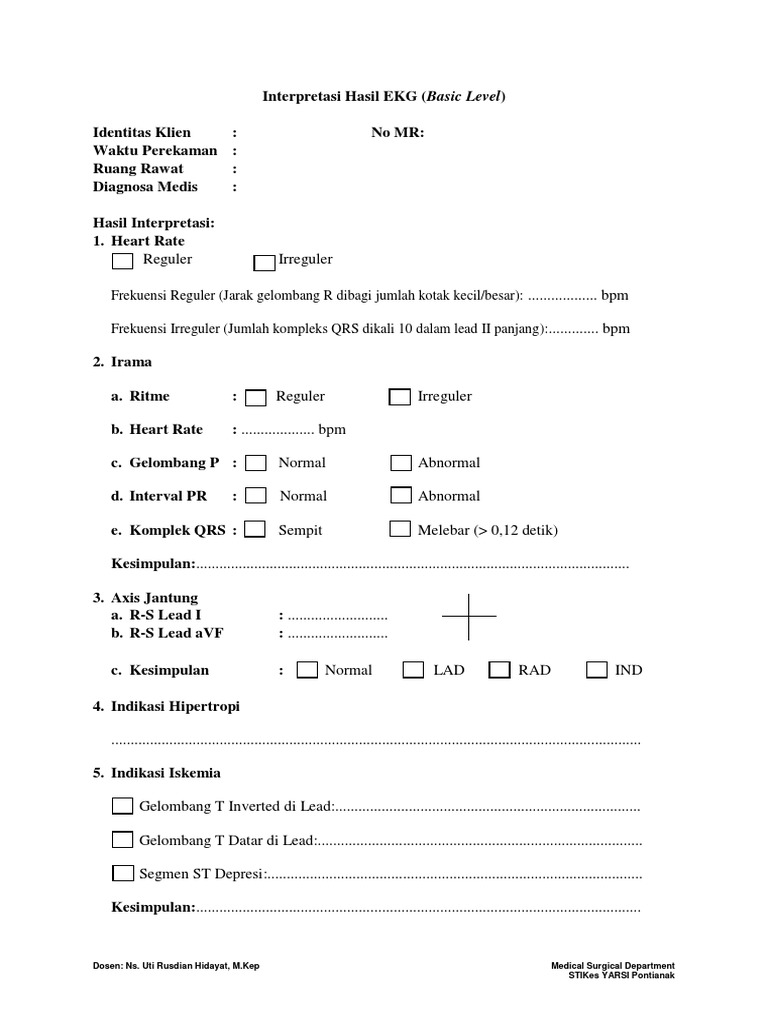 Form Interpretasi Hasil EKG 2018 PDF | PDF