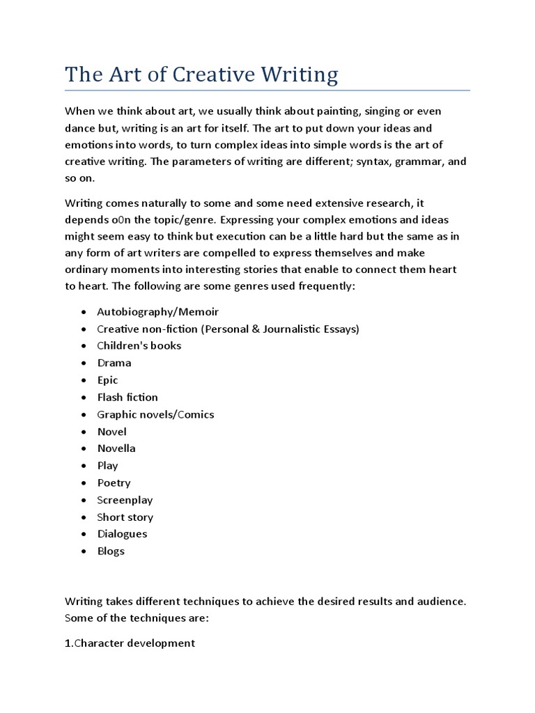The Art of Creative Writing | PDF | Writers | Genre