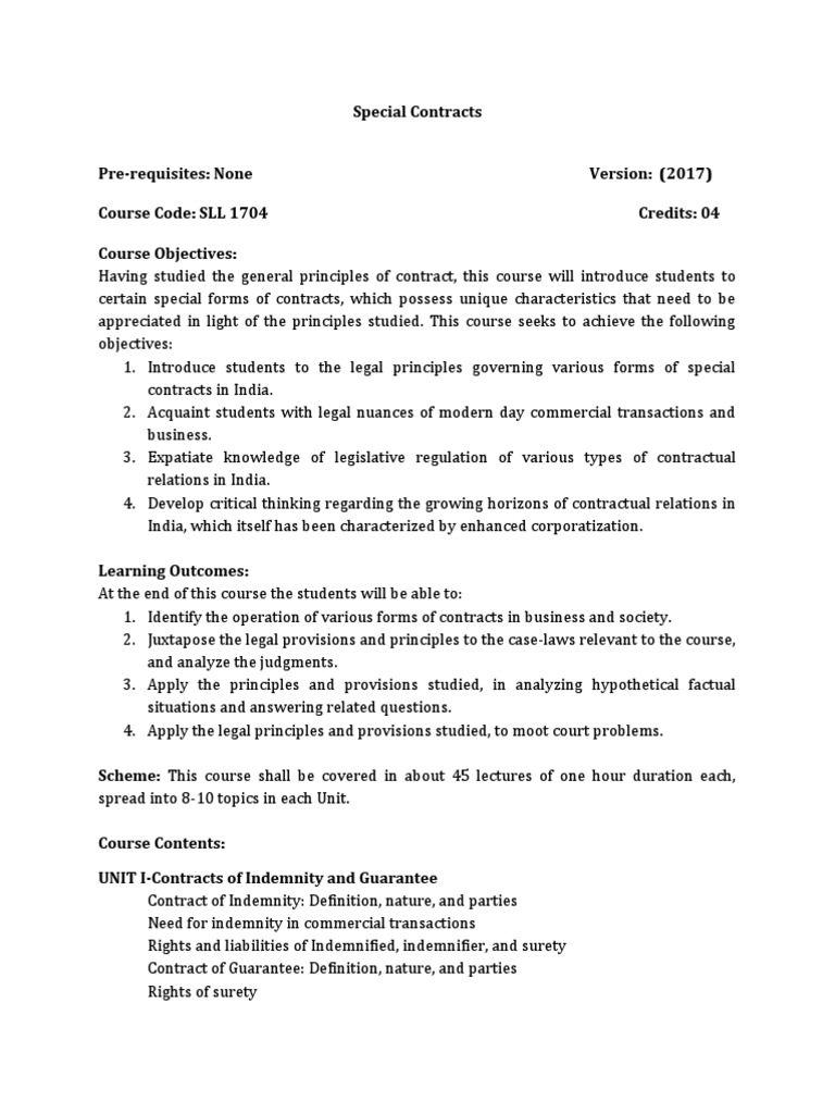 Special Contract | PDF | Guarantee | Contract Law