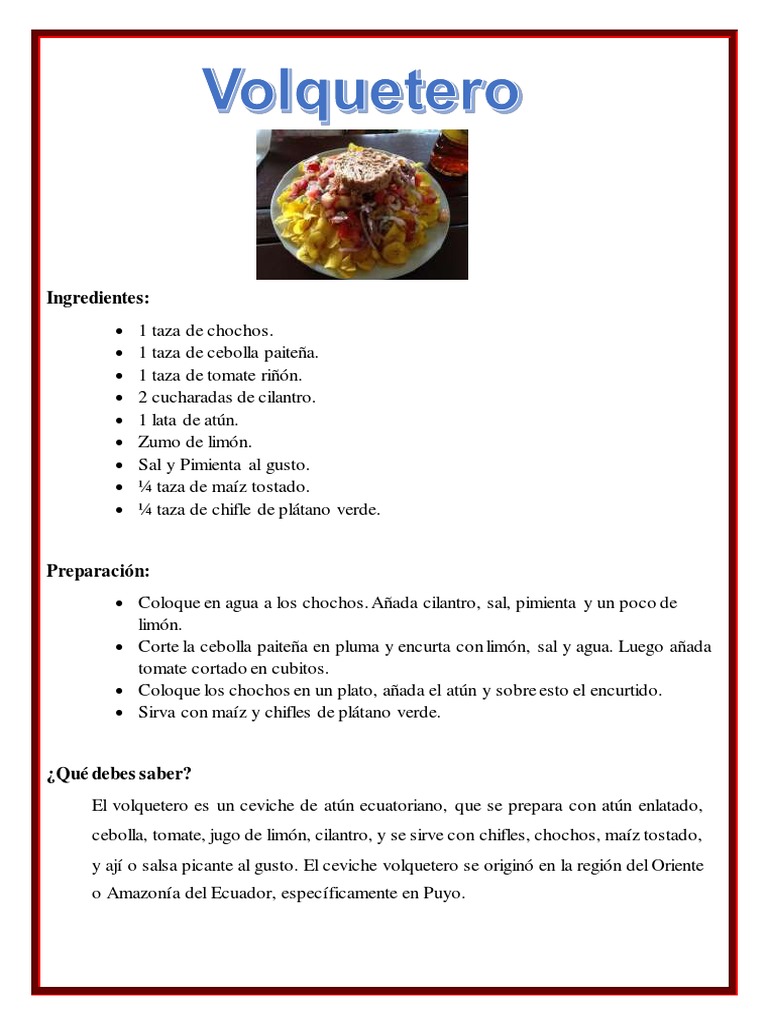 Receta Volquetero | PDF