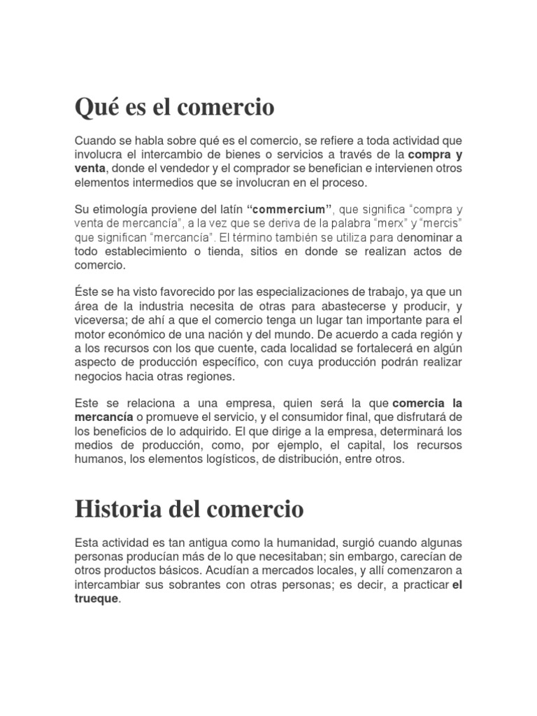 Qué Es El Comercio | PDF | Comercio | Al por menor