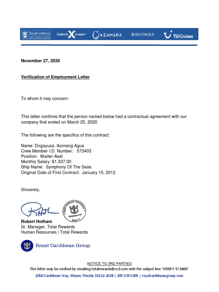 573403-VOE Letter | PDF