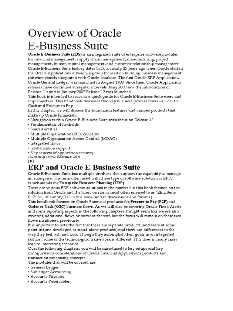 Overview of Oracle E-Business Suite | PDF | Enterprise Resource ...