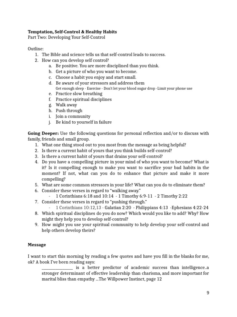 Temptation and Self-Control | PDF | Self Control | Self-Management