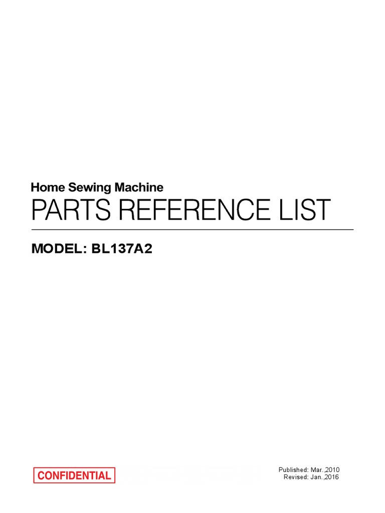 Exploded View and Parts List for the BL137A2 Sewing Machine Upper Shaft ...
