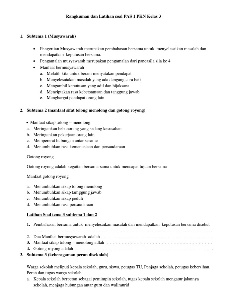 Rangkuman PKN KELAS 3 | PDF