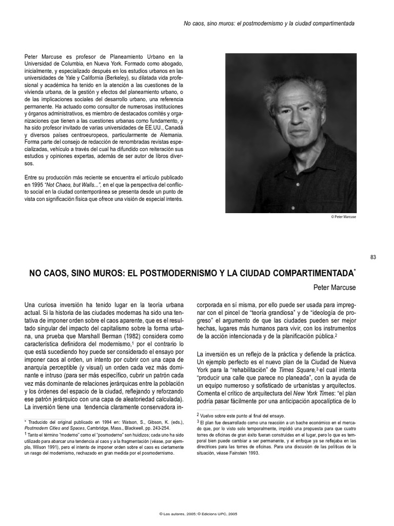 MARCUSE. No Caos, Sino Muros | PDF | Ghetto | Desigualdad social