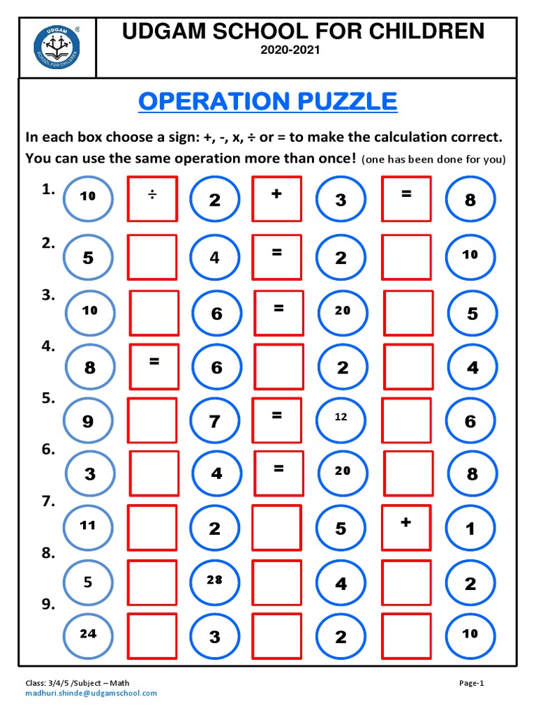 Operation Puzzle: Udgam School For Children | PDF