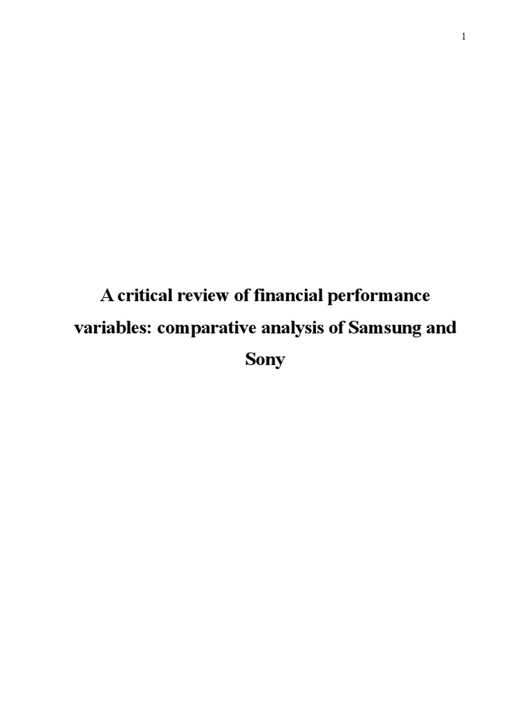 A Critical Review of Financial Performance Variables: Comparative Analysis of Samsung and Sony ...