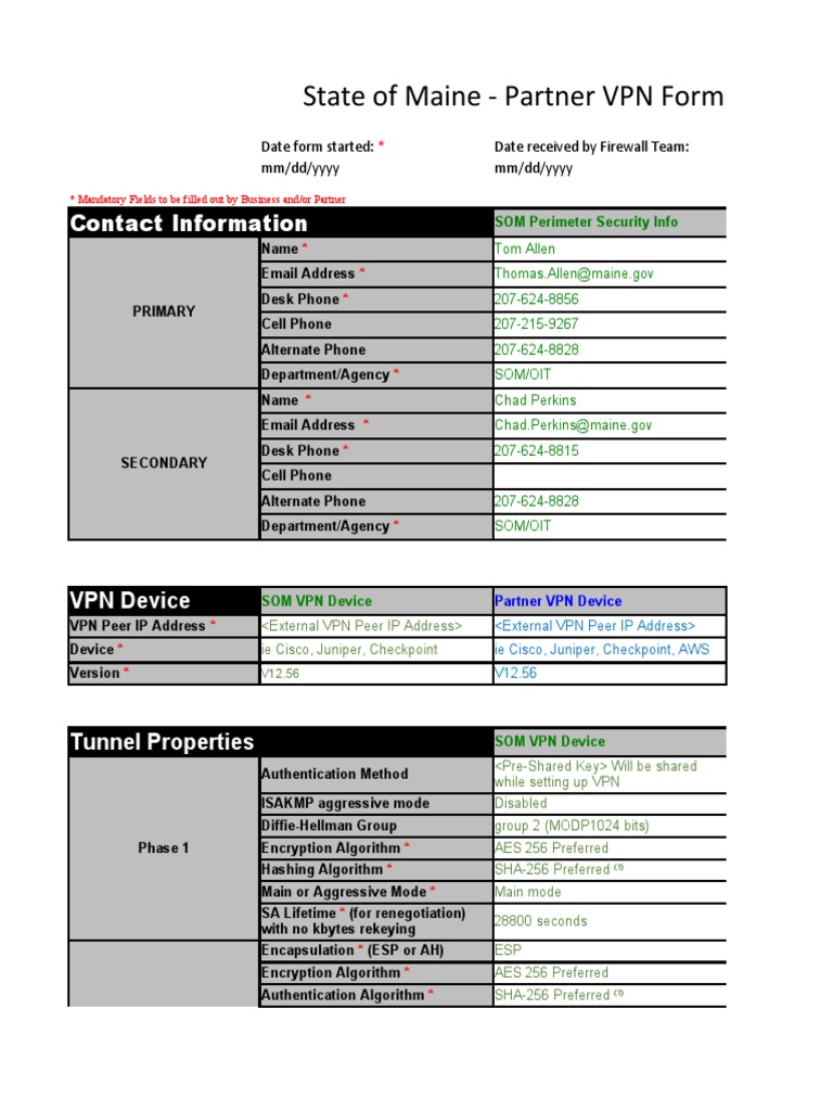 Maine VPN Form | PDF | Virtual Private Network | Network Protocols