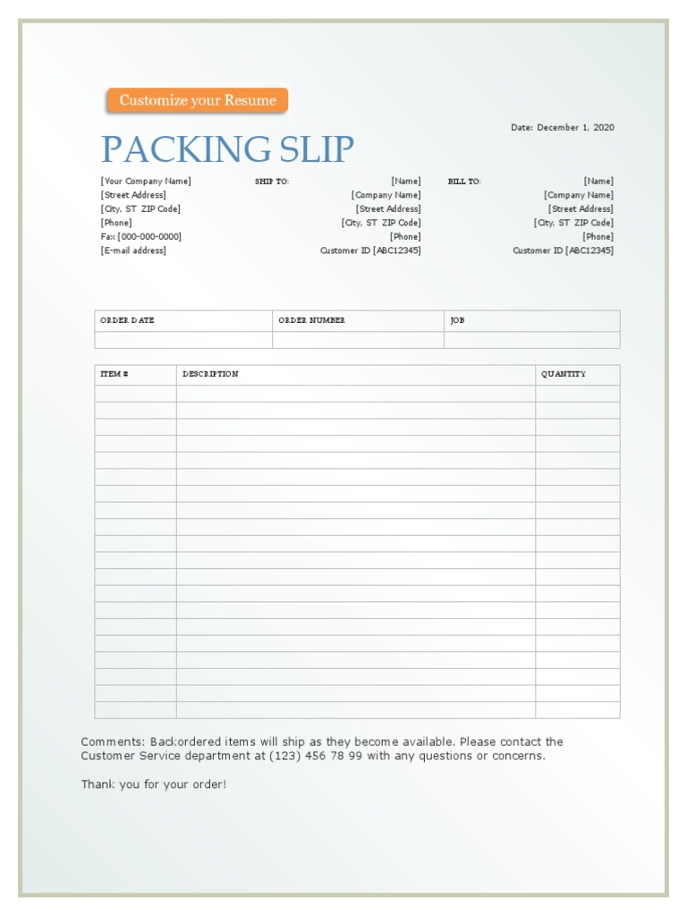 Packing Slip: Ship To: Bill To | PDF