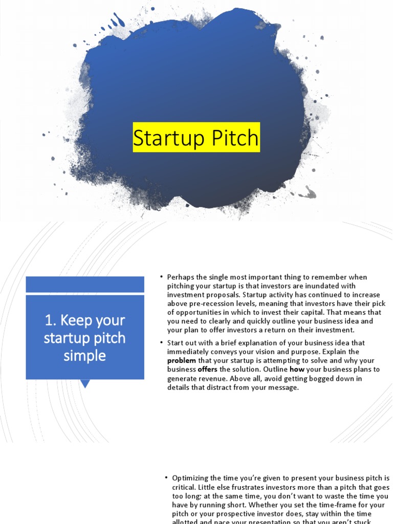 10 Key Elements of an Effective Startup Pitch | PDF | Startup Company ...