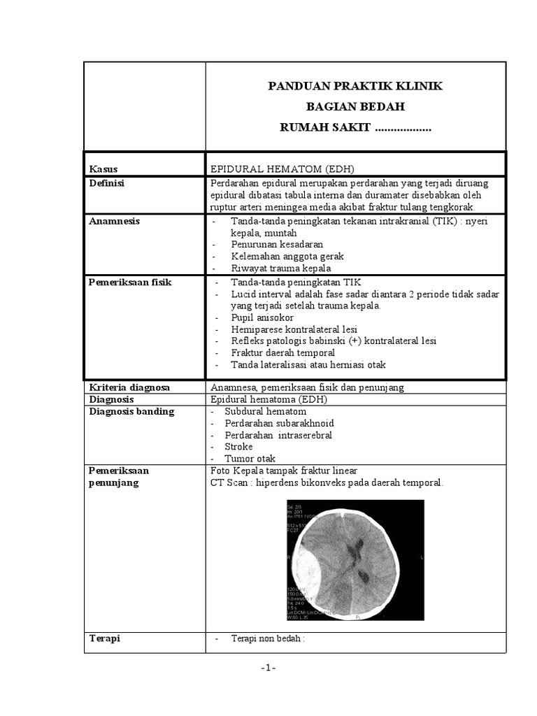 PPK Bedah Saraf Epidural Hematom | PDF
