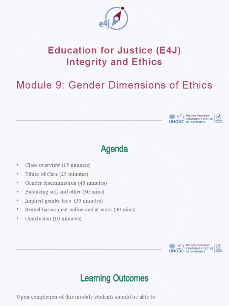 Education For Justice (E4J) Integrity and Ethics: Module 9: Gender Dimensions of Ethics | PDF ...