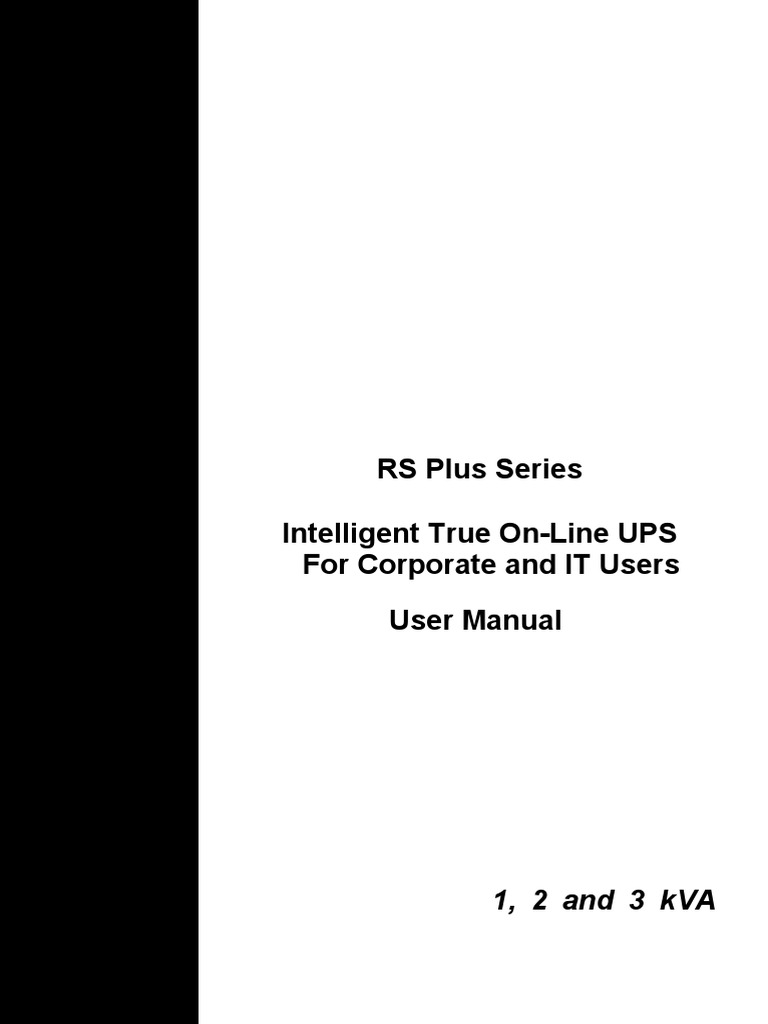 RS Plus Series Intelligent True On-Line UPS For Corporate and IT Users | PDF | Power Inverter | Usb