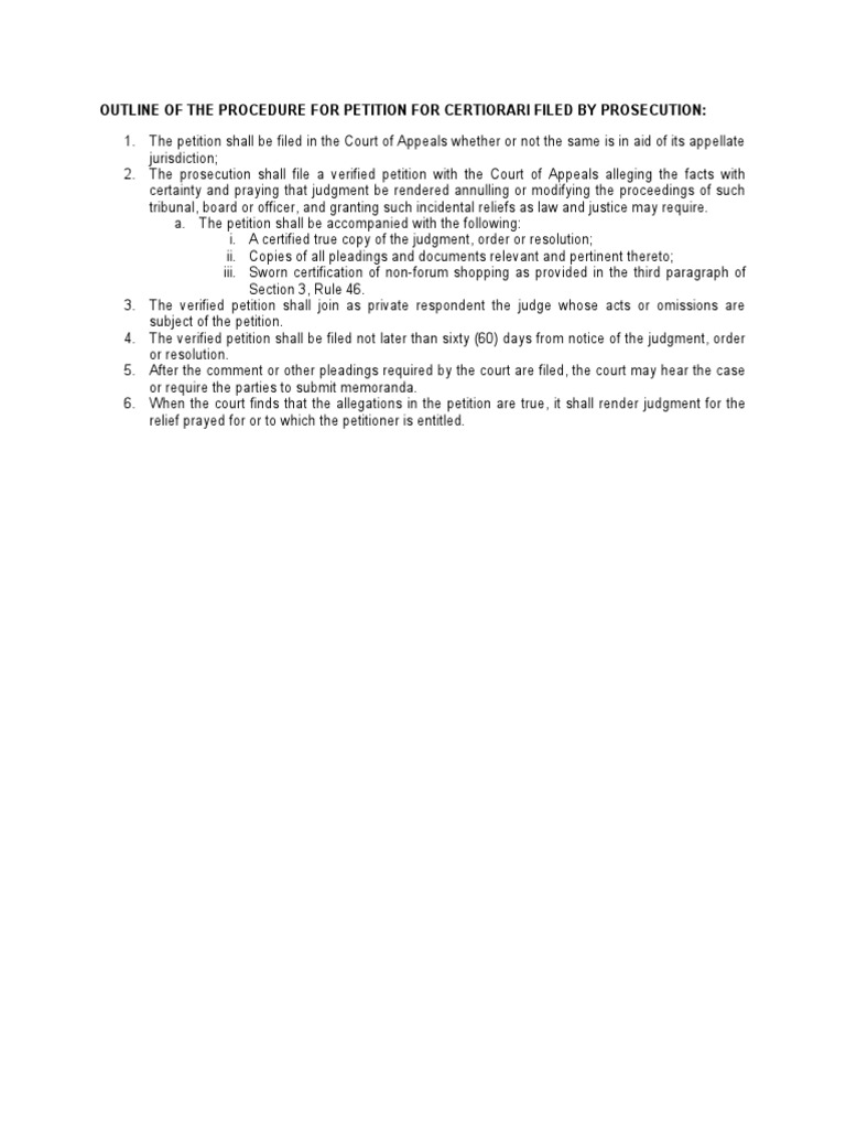 Petition For Certiorari Steps | PDF | Judgment (Law) | Pleading