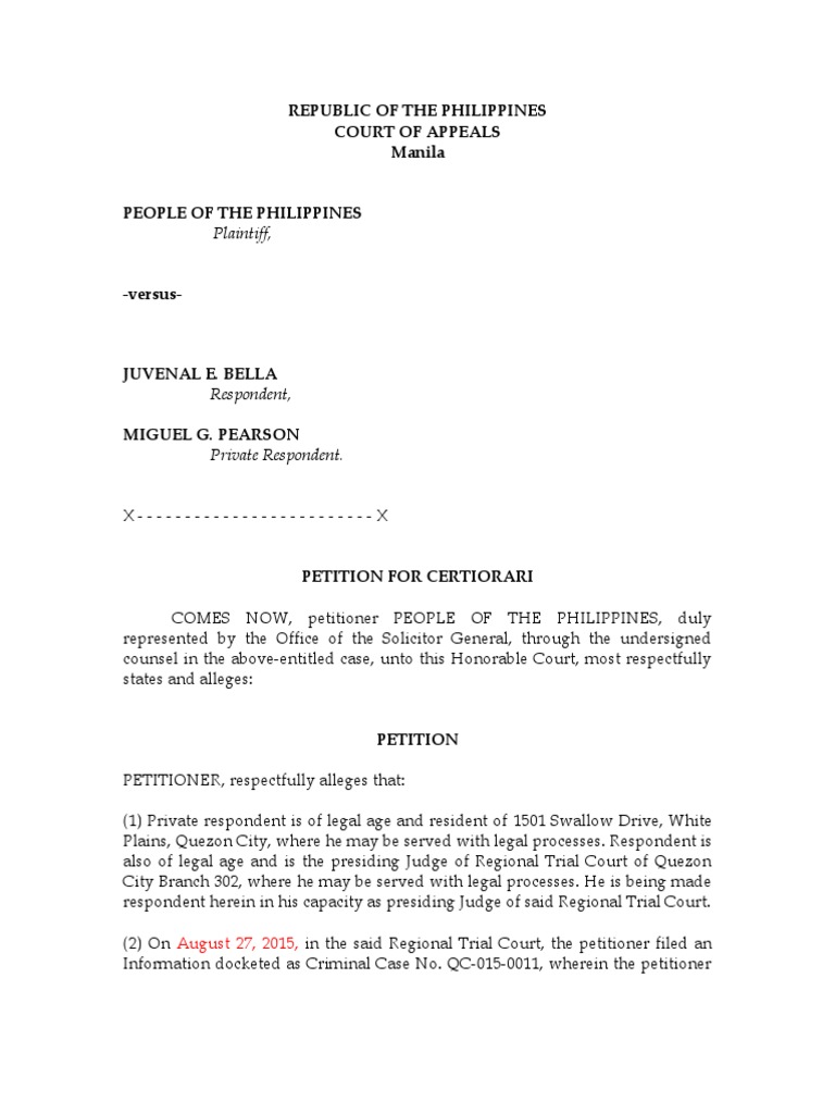 Petition For Certiorari | PDF | Acquittal | Judgment (Law)