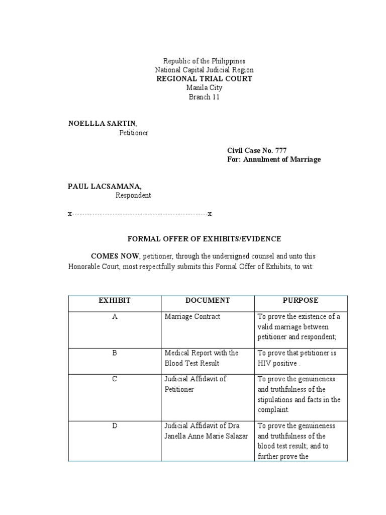 Formal Offer of Evidence | PDF | Manila | Common Law