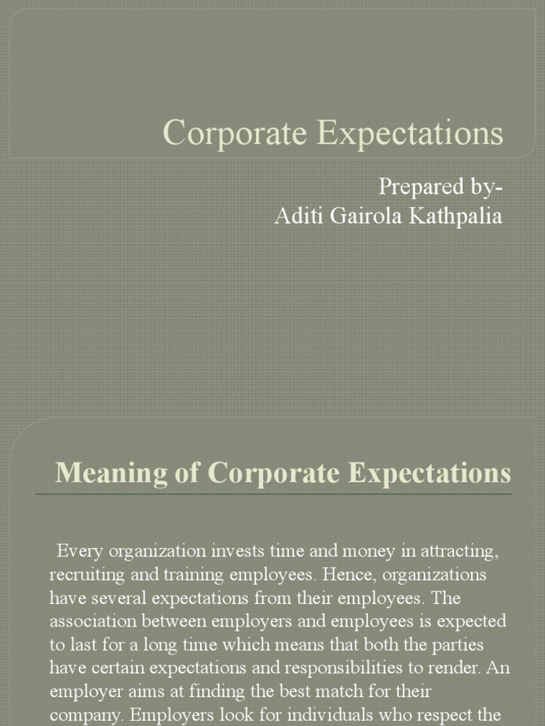 Corporate Expectations: Prepared By-Aditi Gairola Kathpalia | PDF ...